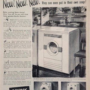 1948 Bendix Washing Machine Vintage Advertisement Laundry Room Wall Art ...