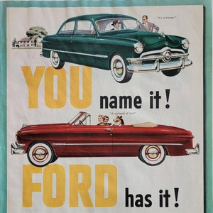 1950 Ford Automobile Vintage Advertisement Automotive Wall Print ...