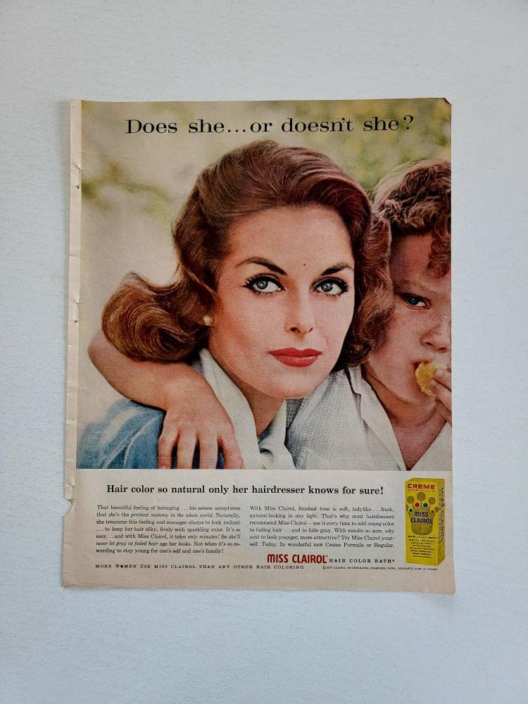 1958 Miss Clairol Hair Color Bath Vintage Advertisement Bathroom Wall ...
