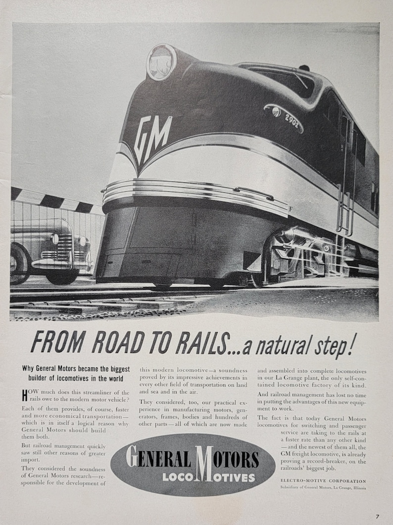 1941 GM Locomotive Vintage Advertisement General Motors Train Art Railroad Art Vintage Train ...