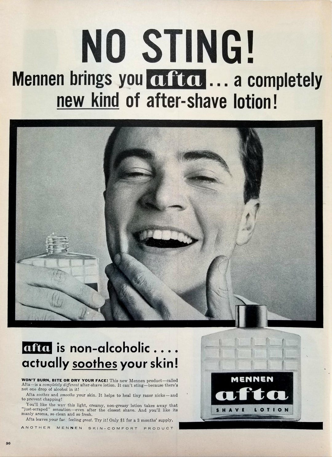 1955 Mennen Afta After-shave Lotion Ad: Vintage Mens Bathroom Wall Art ...
