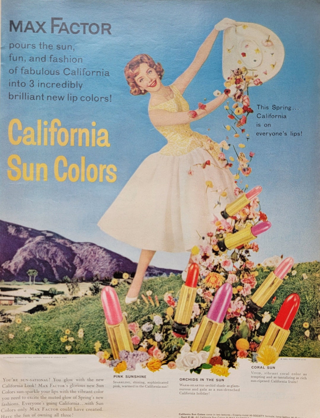 1960 Max Factor California Sun Colors Lipstick Vintage Advertisement ...