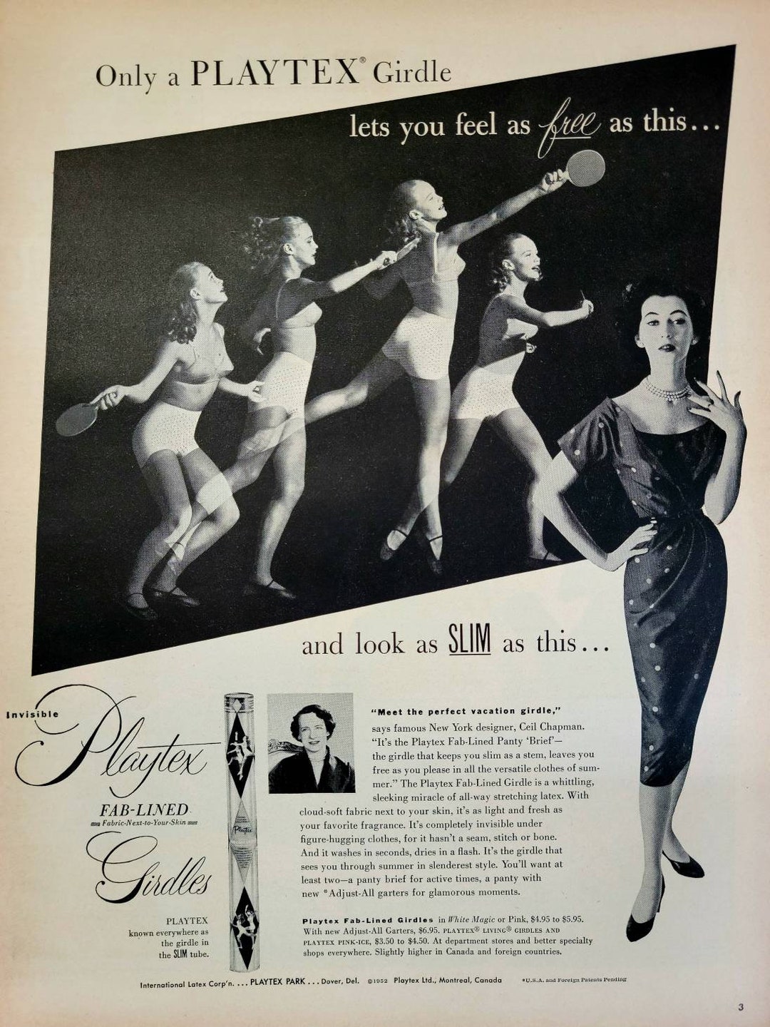 1952 Playtex Girdles Vintage Advertisement Womens Fashion Ad Boutique Decor Bedroom Decor Bathroom Wall Art Vintage Lingerie Magazine Ad Etsy