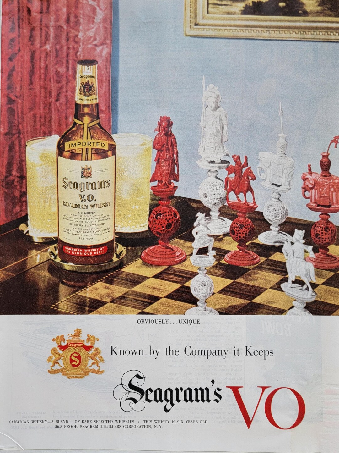1950 Seagrams VO Canadian Whisky Vintage Advertisement Bar Wall Art Man ...