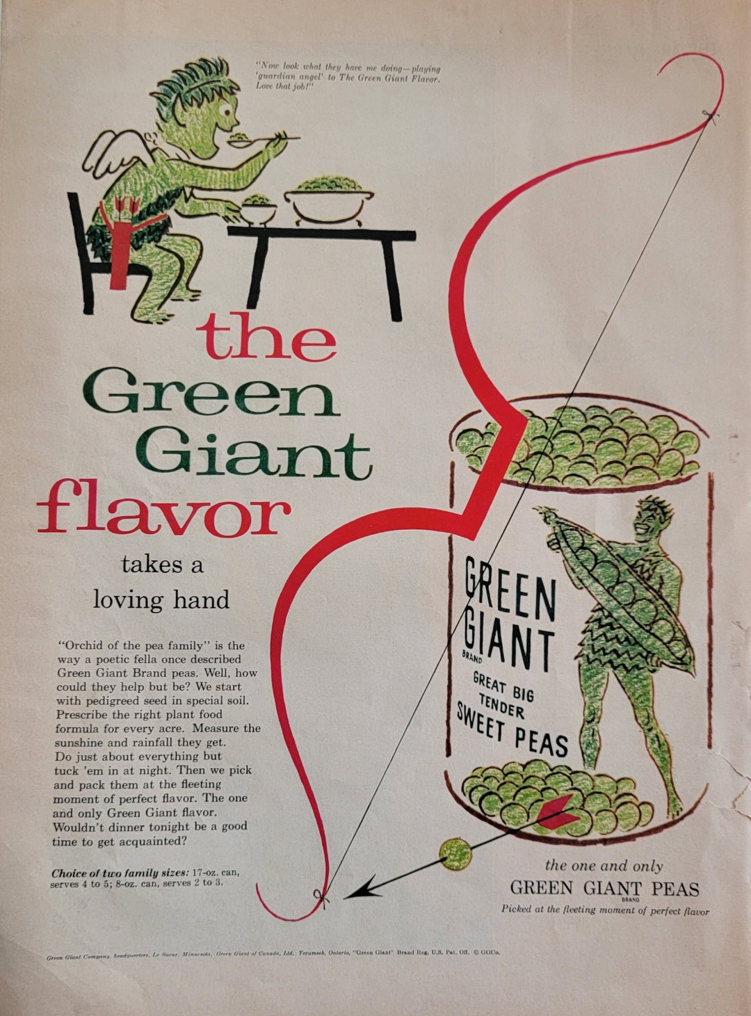 1957 Green Giant Sweet Peas Vintage Advertisement Kitchen Wall Art ...