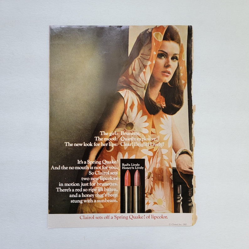 1967 Clairol Spring Quake Lipcolor Ad: Vintage Makeup Cosmetics Print ...