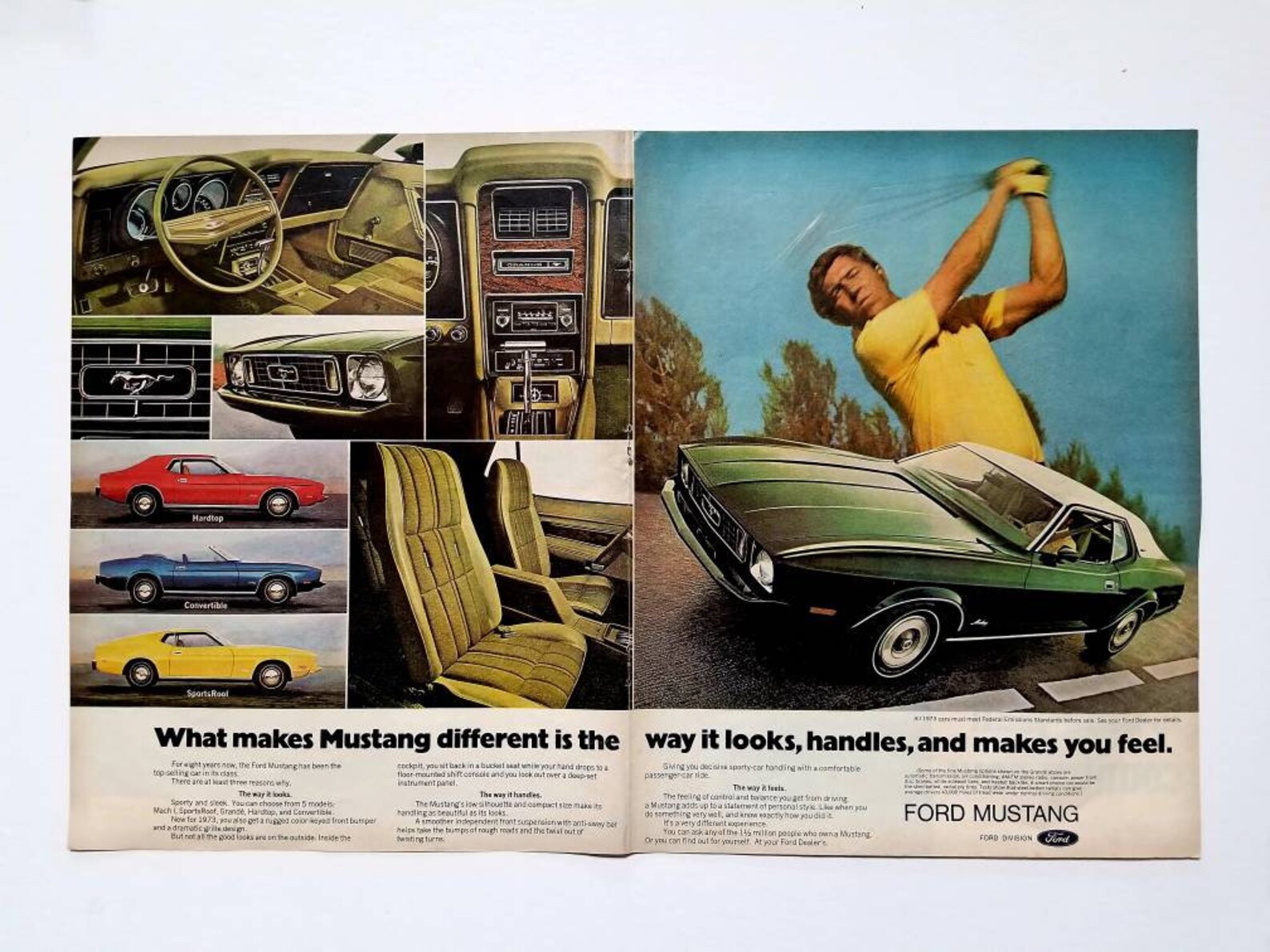 1973 Ford Mustang Ad: Vintage Automotive Man Cave Decor, Classic Muscle ...