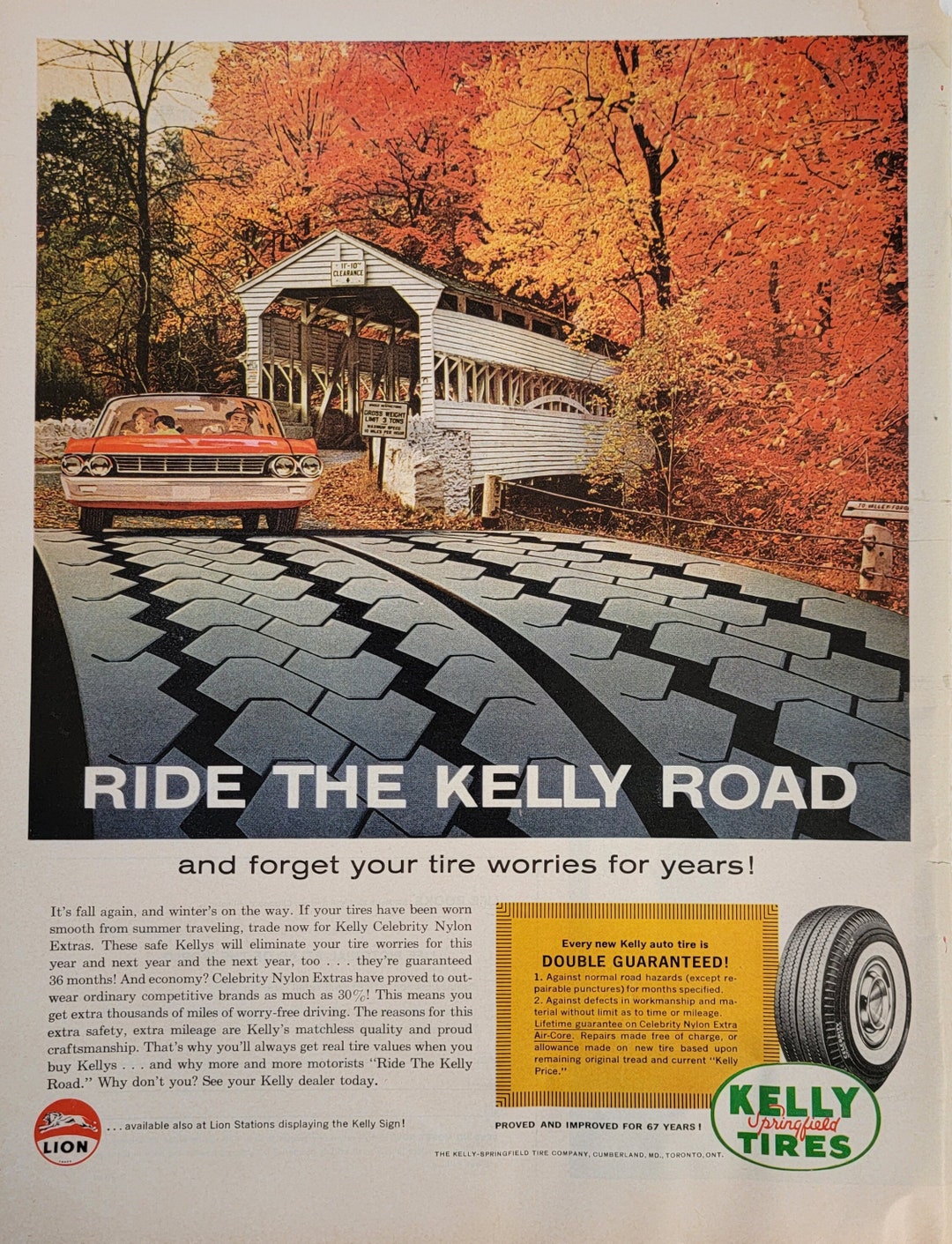 1961 Kelly Tires Vintage Advertisement Automotive Decor Garage Wall Art ...