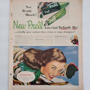 1951 Prell Shampoo Vintage Advertisement Bathroom Wall Art Beauty Salon ...
