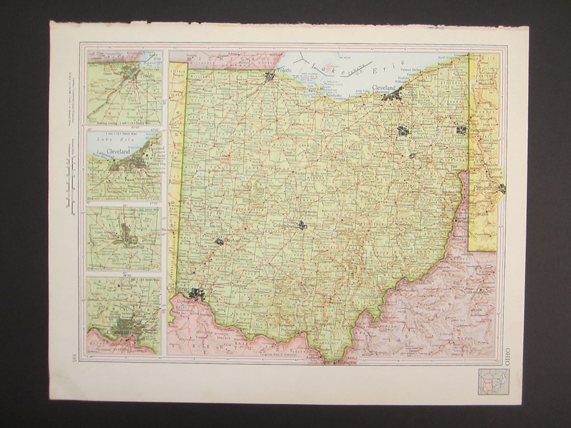 Vintage Ohio Map 1960 / Map Wall Art / Office Decor / Ohio Art | Etsy