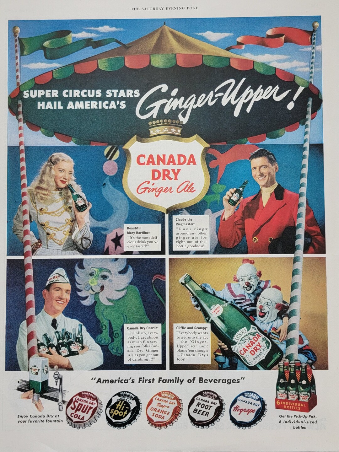 1950 Canada Dry Ginger Ale Vintage Advertisement Kitchen Wall Art Diner ...