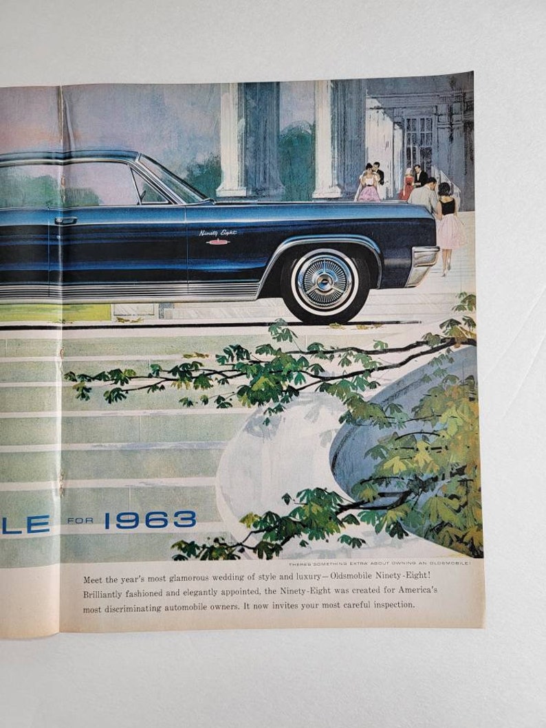 1963 Oldsmobile Ninety-eight Luxury Sedan Car Ad: Vintage Man Cave ...