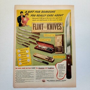 1947 Flint Knives Vintage Advertisement Kitchen Wall Art Vintage ...