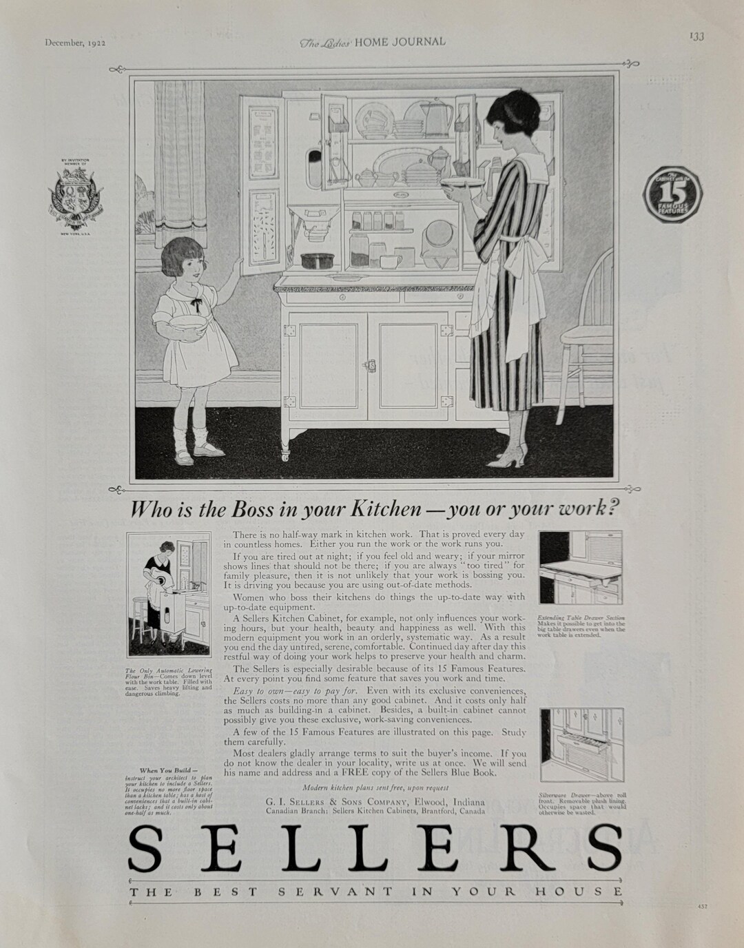 1921 Sellers Kitchen Cabinets Vintage Advertisement Vintage Kitchen ...