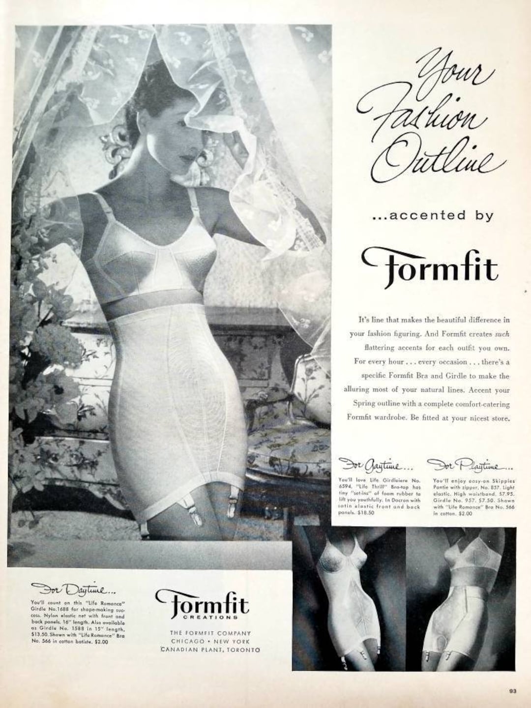1956 Formfit Bra And Girdle Vintage Advertisement Womens Fashion Boutique