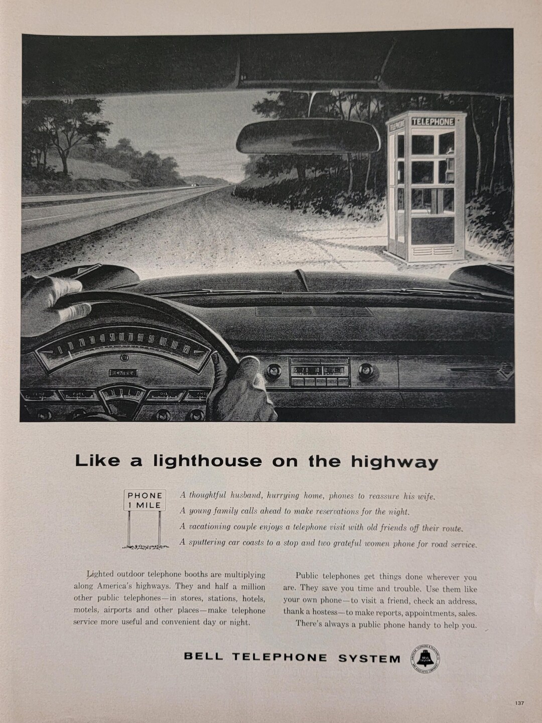 1959 Bell Telephone Systems Ad: Vintage Phone Booth Magazine Print ...