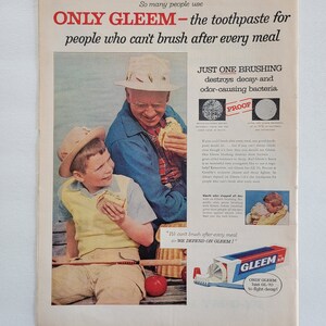 1956 Gleem Toothpaste Vintage Advertisement Bathroom Wall Art Dentist ...