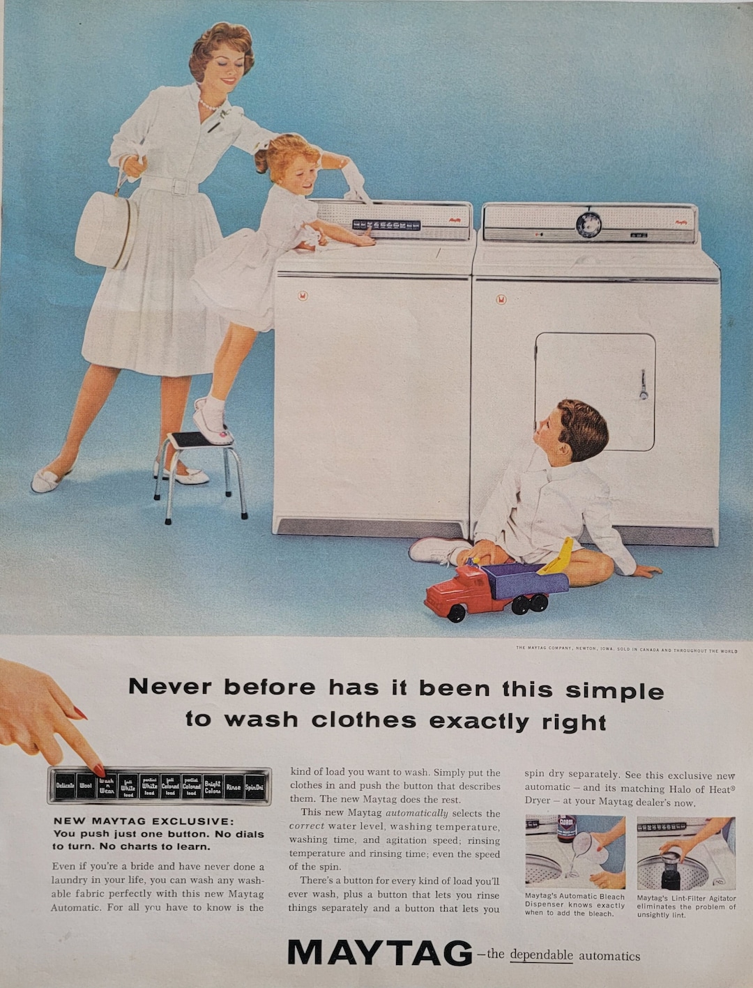 1960 Maytag Washer and Dryer Vintage Advertisement Laundry Room Wall ...