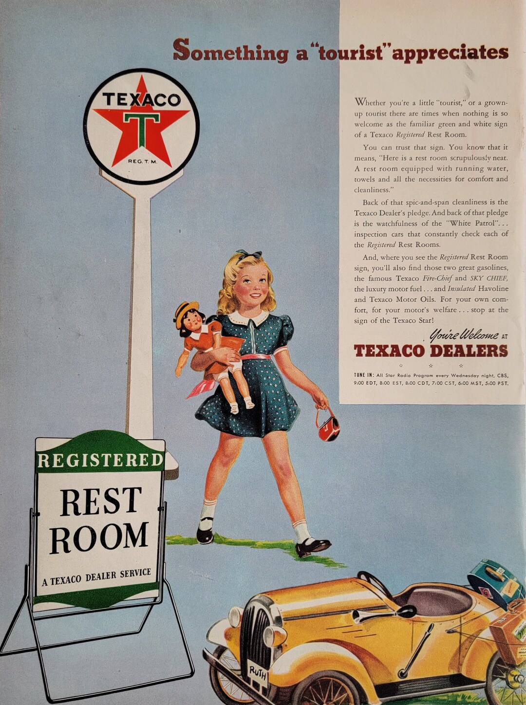 1941 Texaco Dealers Ad: Vintage Gas Station Automotive Decor, Retro ...