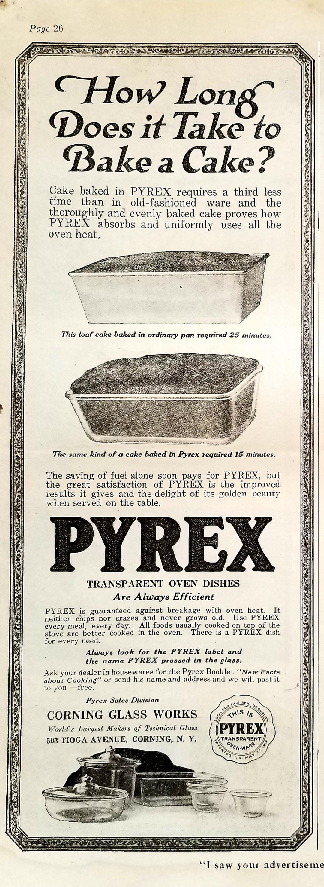 1919 Pyrex Ad: Vintage Kitchen Wall Art, Transparent Oven Dish Magazine ...