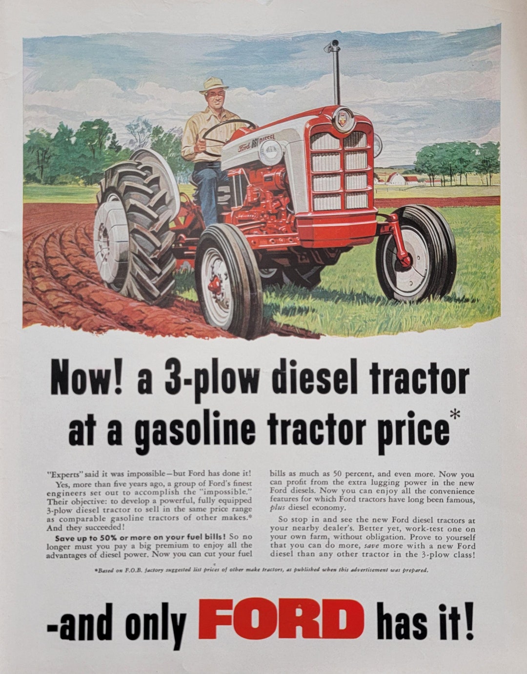1958 Ford Tractor Vintage Advertisement Farm Decor Farmer Gift Farming ...