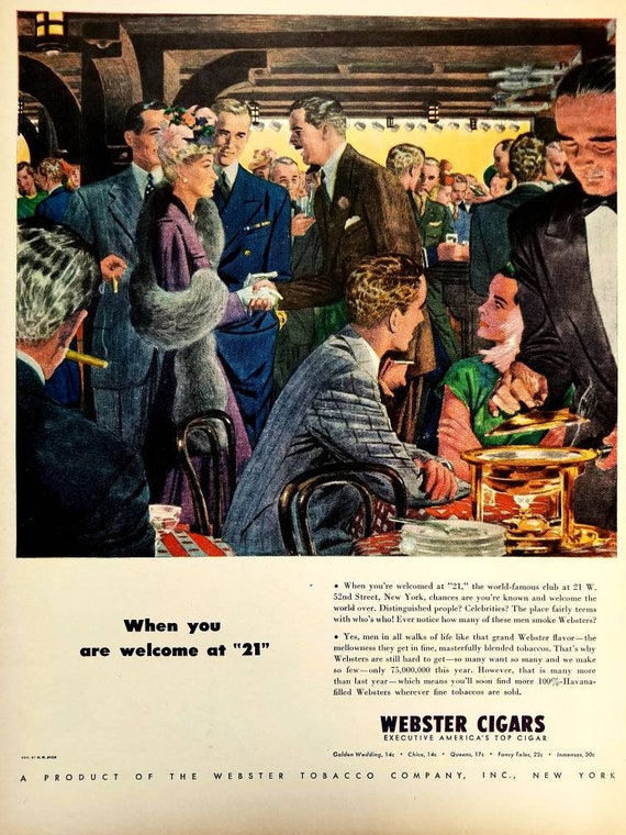 1946 Webster Cigars Vintage Advertisement Game Room Wall Art | Etsy