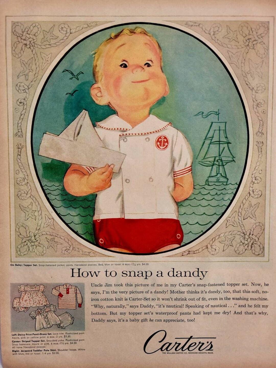 1958 Carters Topper Set Vintage Advertisement Childs Bedroom Wall Art ...