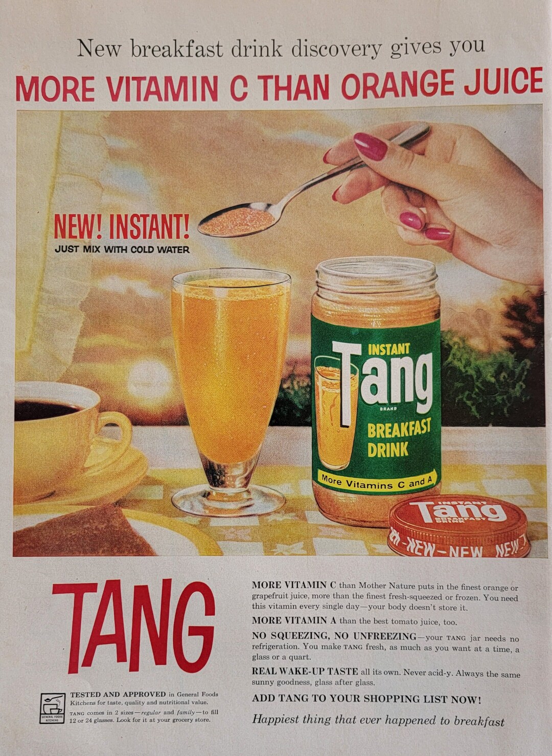 1959 Tang Vintage Advertisement Kitchen Wall Art Diner Decor Breakfast ...