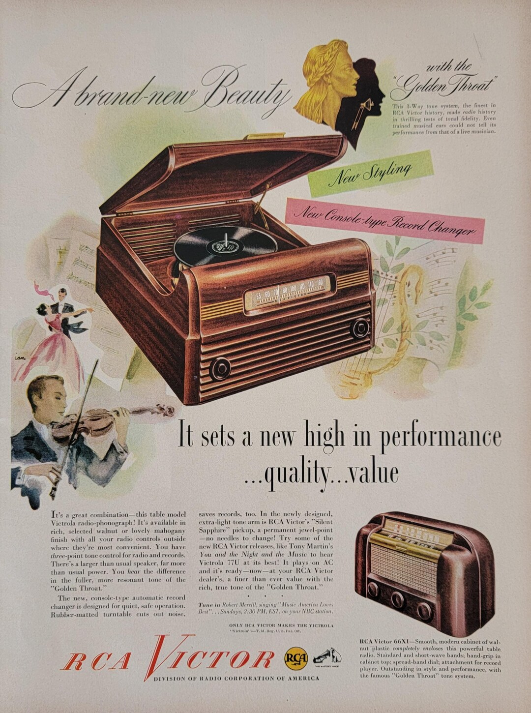 1948 RCA Victor Radio Phonograph Vintage Advertisement Vintage Radio Ad ...