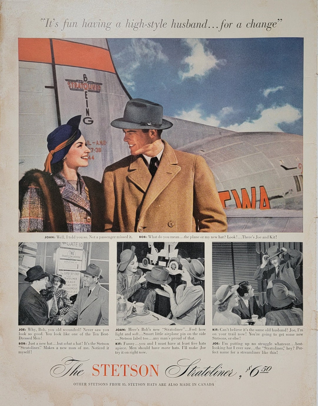 1947 Stetson Hats Vintage Advertisement Vintage Hat Ad Boutique Decor ...