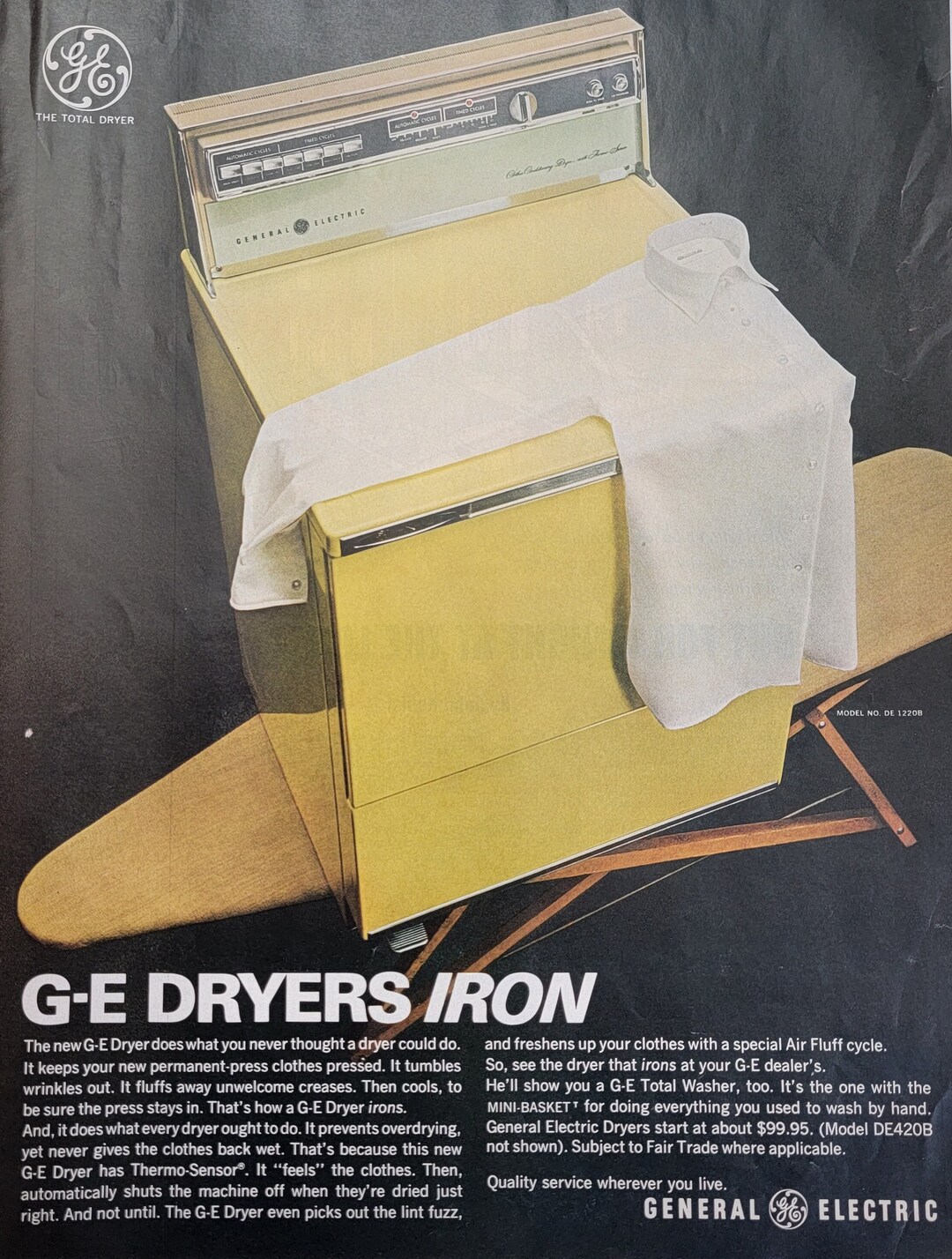 1966 GE Dryer Vintage Advertisement Laundry Room Wall Art Laundromat ...