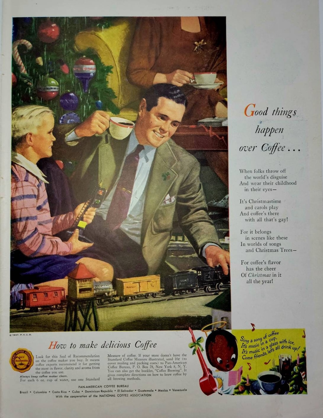 1947 National Coffee Association Ad: Vintage Kitchen Cafe Decor ...