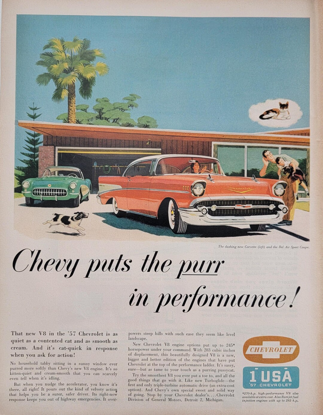 1957 Chevrolet Corvette & Bel Air Sport Coupe Vintage Advertisement ...