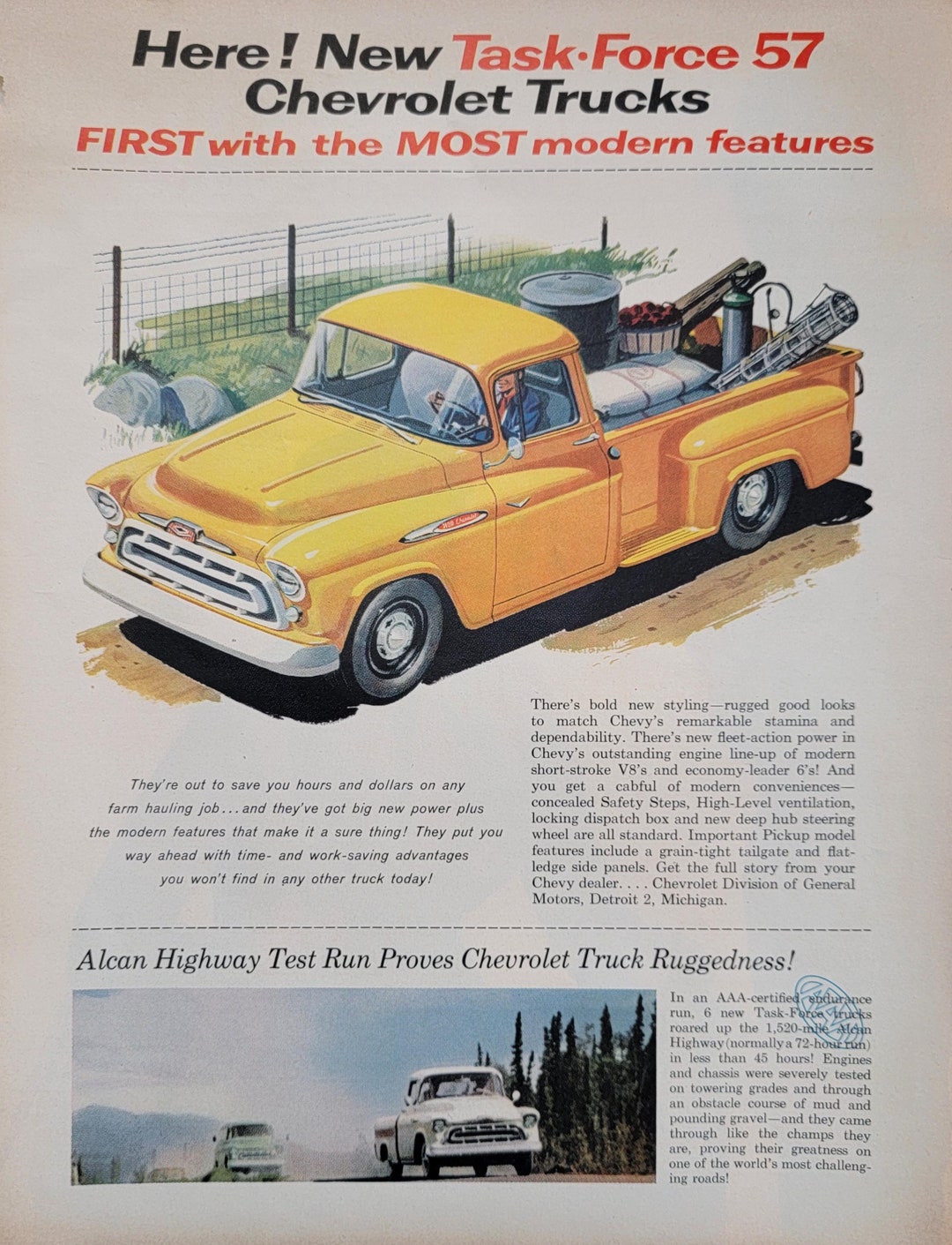 1957 Chevrolet Trucks Vintage Advertisement Chevy Truck Ad Antique ...