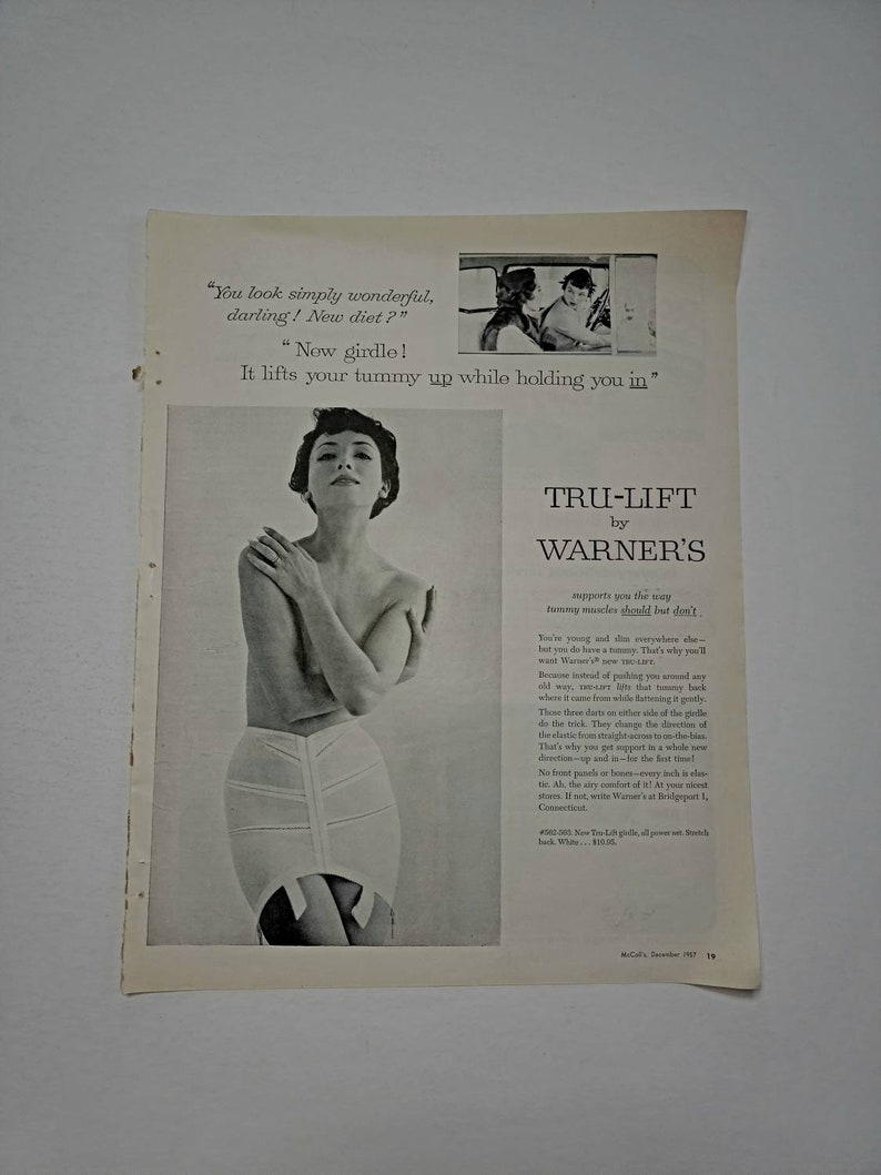 1957 Warners Tru Lift Girdle Vintage Advertisement Bedroom Etsy