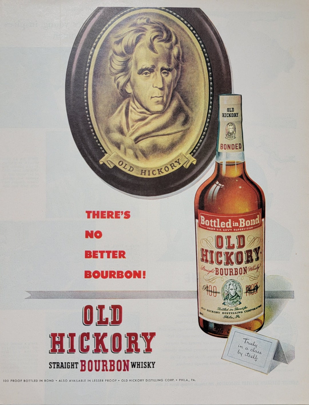 1951 Old Hickory Bourbon Whisky Vintage Advertisement Bar Decor Lounge ...