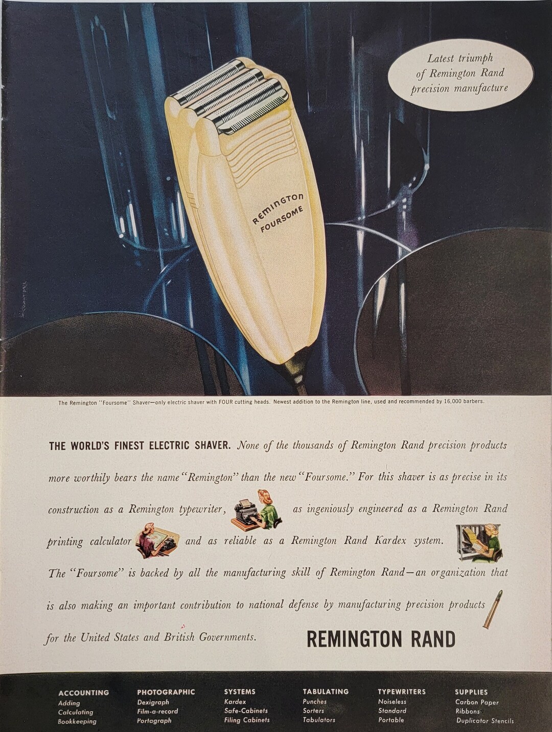 1941 Remington Foursome Electric Shaver Vintage Razor Advertisement ...