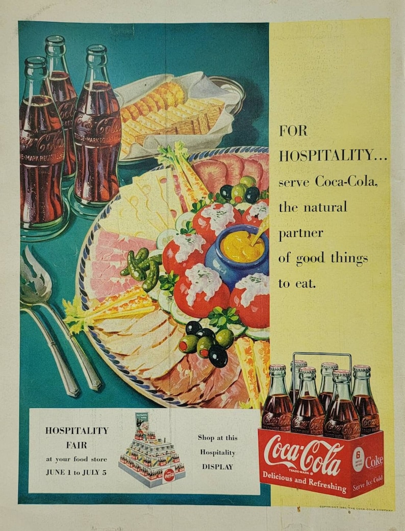 1950 Coca Cola Vintage Advertisement Kitchen Decor Coke Ad - Etsy