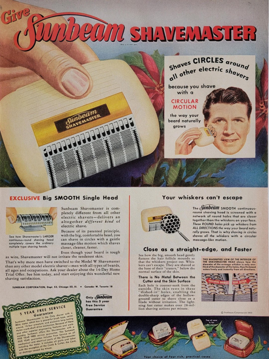 1951 Sunbeam Shavemaster Razor Vintage Advertisement Bathroom Wall Art ...