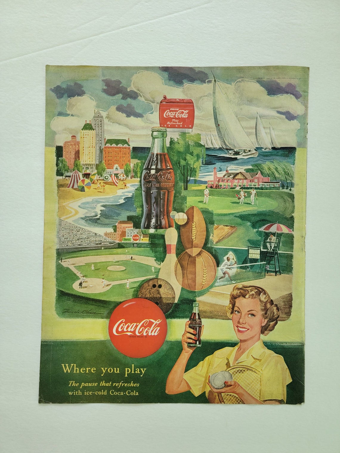 1950 Coca Cola Vintage Advertisement Kitchen Decor Coke Ad - Etsy