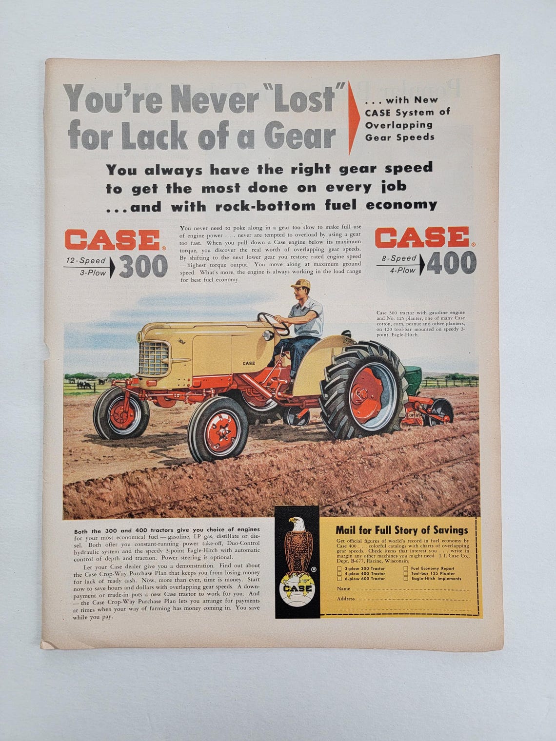 1957 Case Tractor Vintage Advertisement Farm Decor Farmer Gift Farming ...