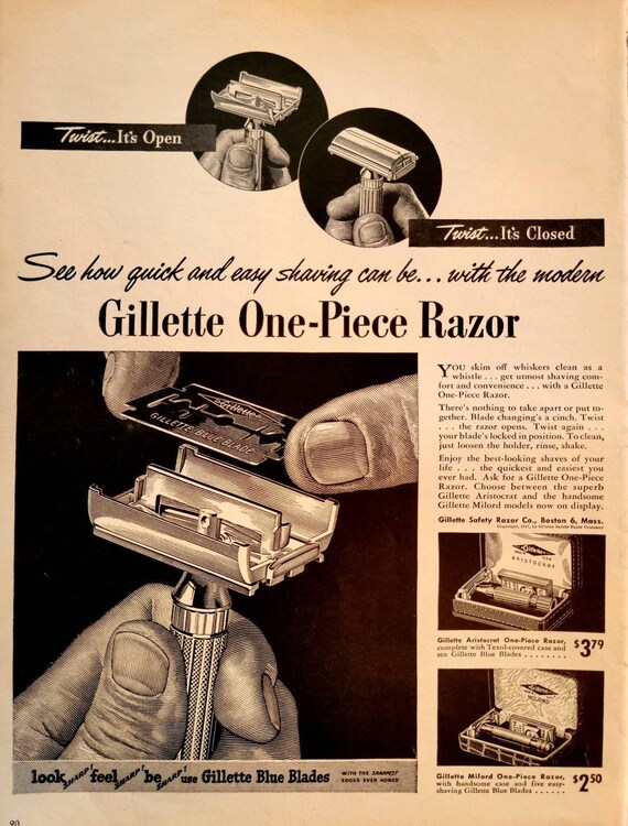 1947 Schick Eversharp Razor Vintage Advertisement Bathroom Wall Art ...
