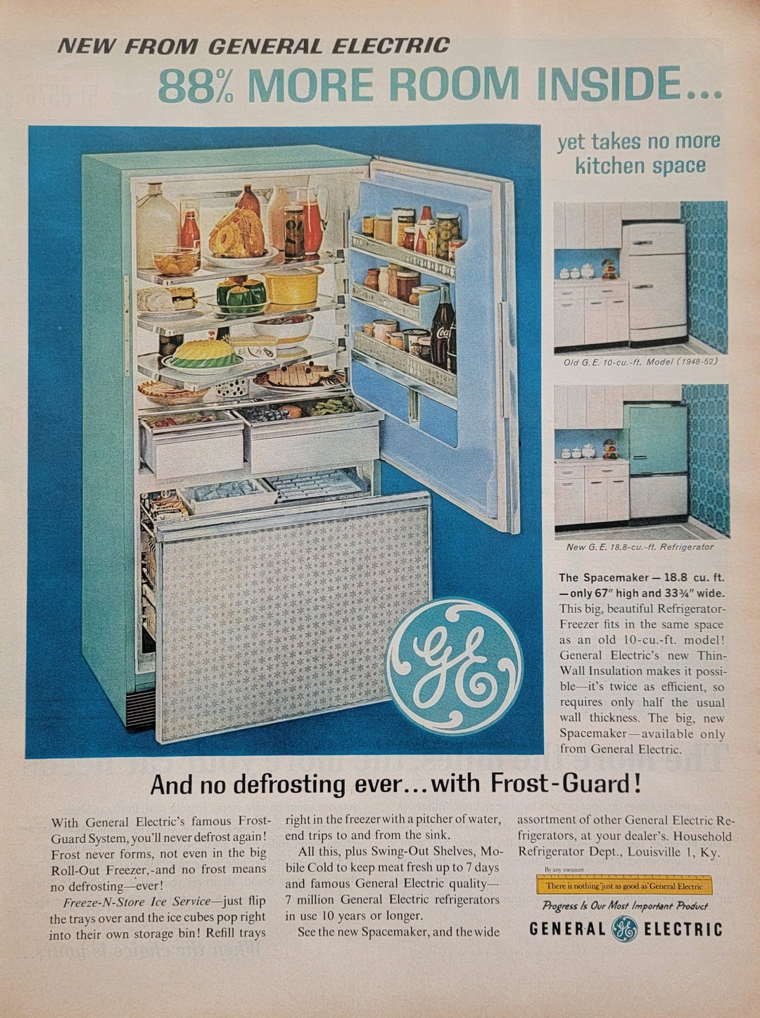 1962 GE Refrigerator Vintage Advertisement General Electric Fridge Ad ...