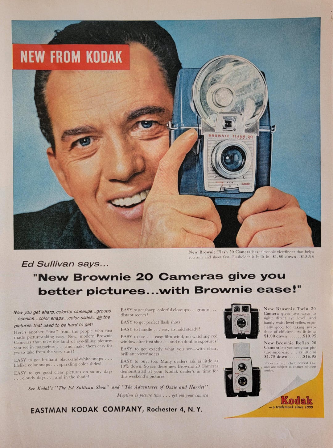 1959 Kodak Brownie 20 Camera Ad: Vintage Photography Magazine Print ...
