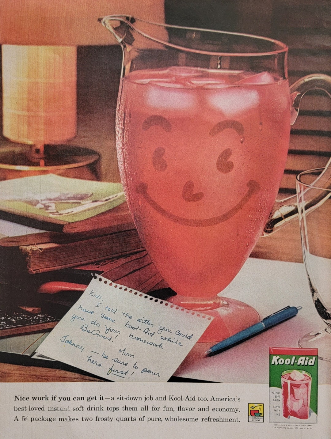 1961 Kool Aid Vintage Advertisement Kitchen Wall Art Kitchen Decor ...