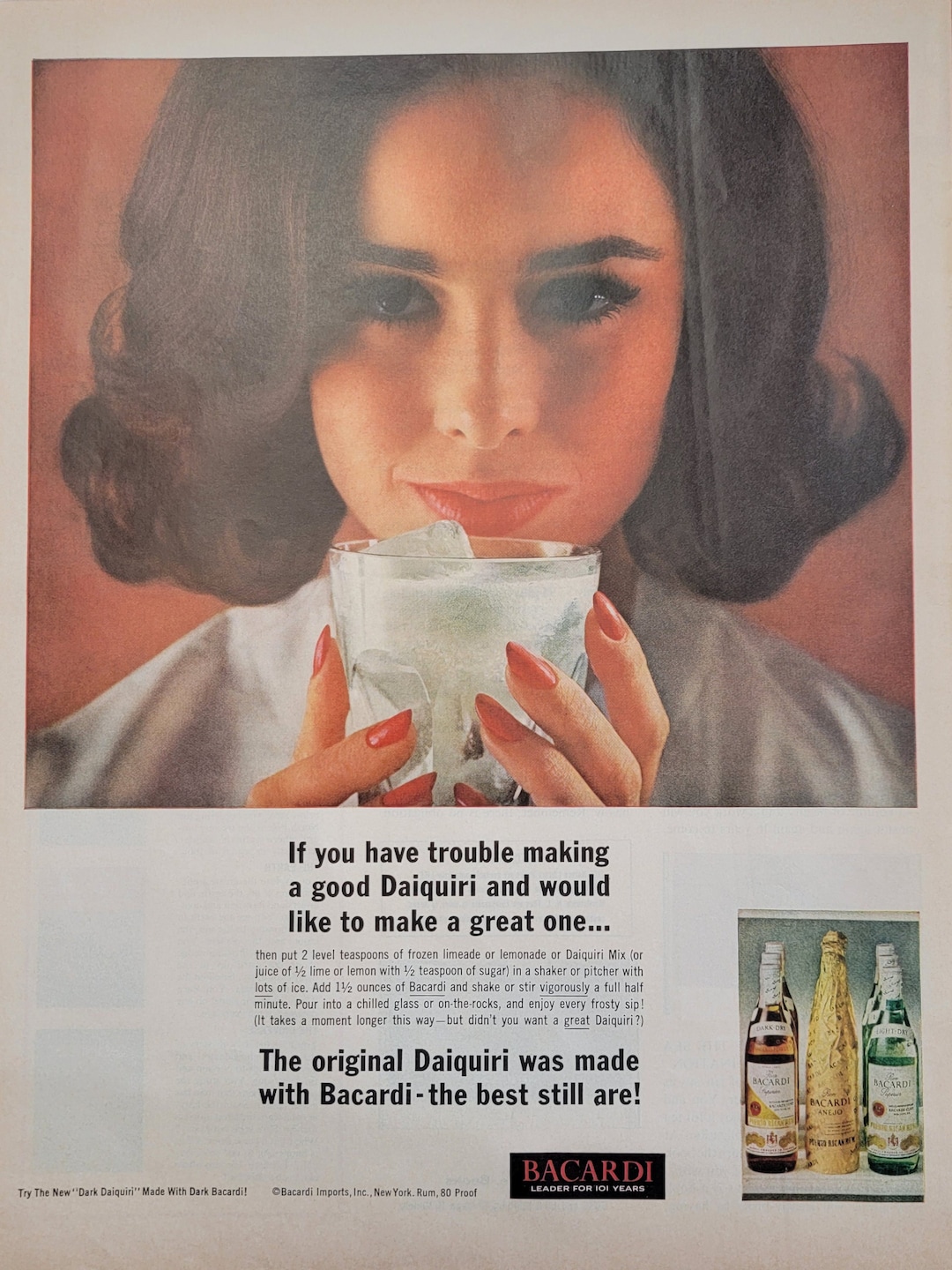 1963 Bacardi Rum Vintage Advertisement Bar Decor Lounge Wall Art ...