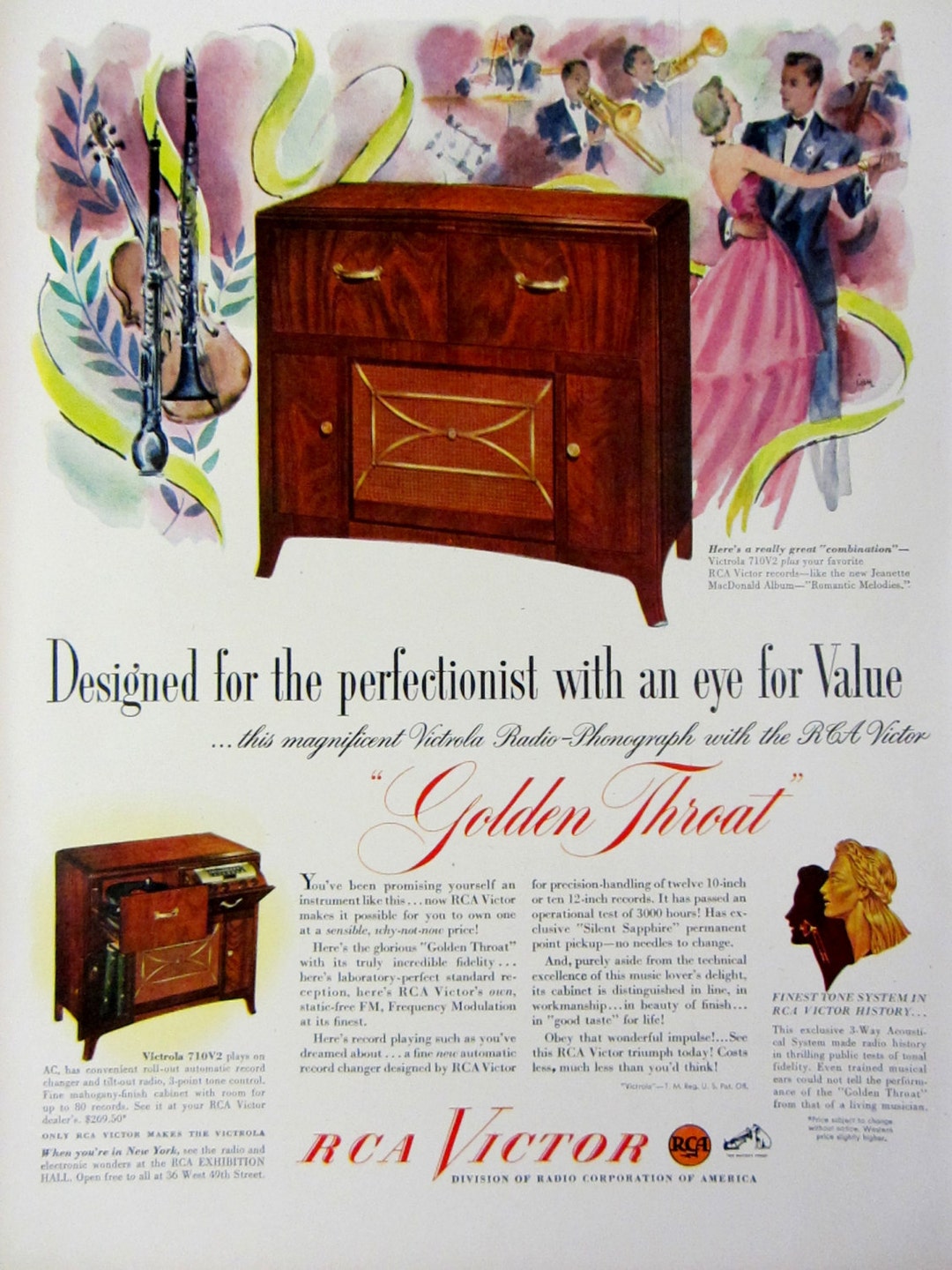 1948 RCA Victor Radio Phonograph Vintage Advertisement Music Wall Art ...