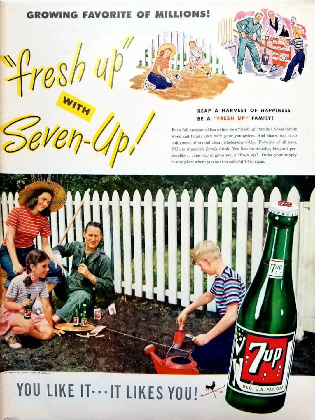 1947 7-up Vintage Advertisement Kitchen Wall Art Game Room Decor Diner ...