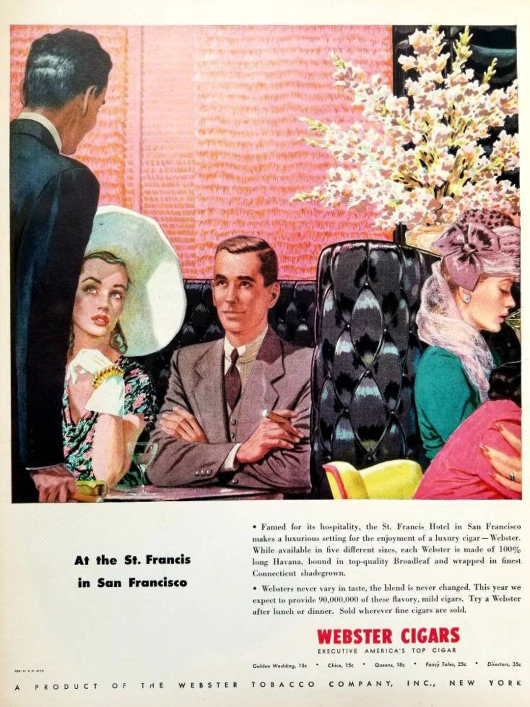 1947 Webster Cigars Vintage Advertisement Game Room Wall Art Man Cave ...
