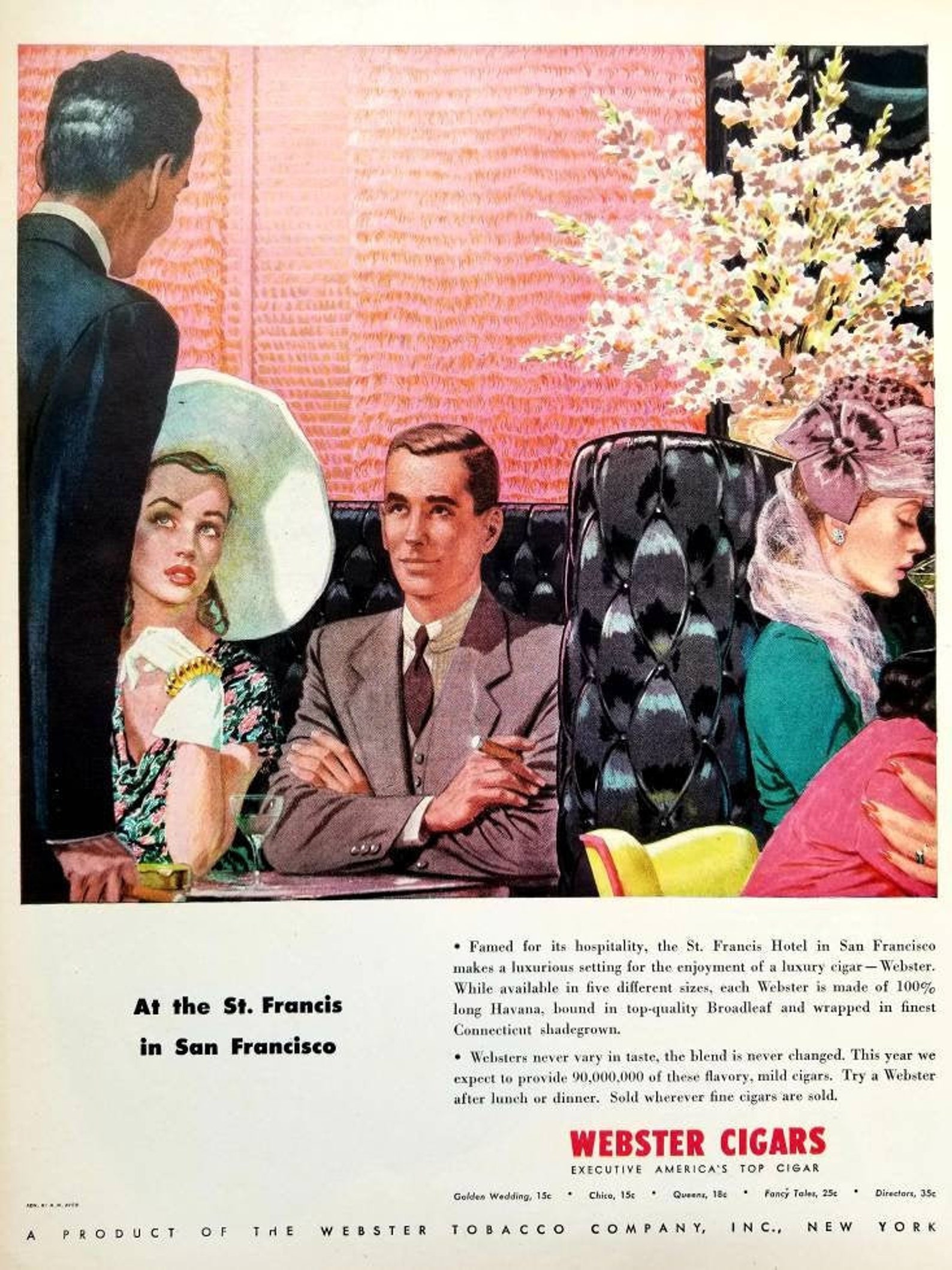 1947 Webster Cigars Vintage Advertisement Game Room Wall Art | Etsy